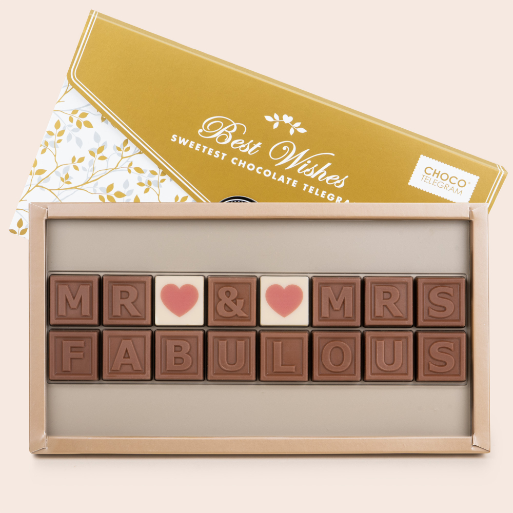Czekoladowy telegram 'Mr & Mrs Fabulous' dla Pary Młodej | Chocolissimo